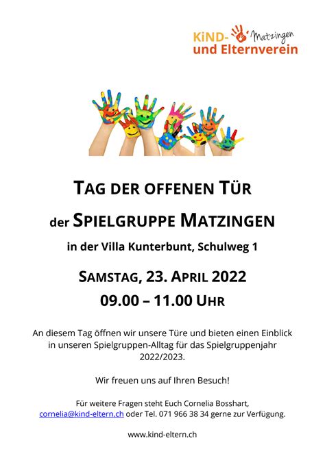 Tag Der Offenen T R Der Spielgruppe Matzingen April Kind Und