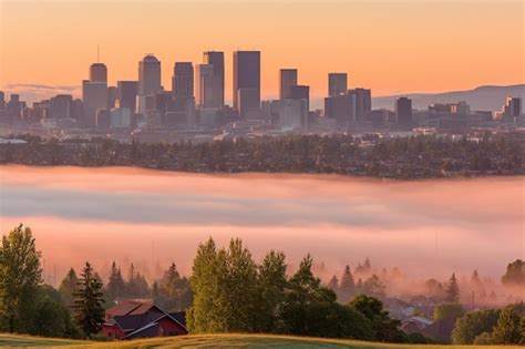 Premium Photo Foggy City Skyline Stunning Photo For Urban Landscapes