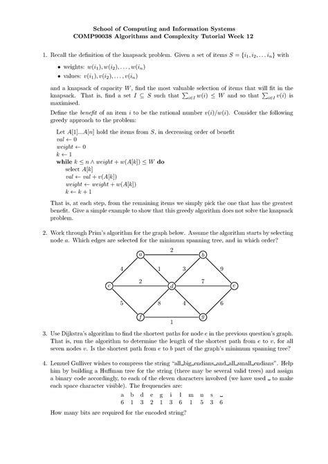 t12 tutorial 12 school of computing and information systems comp90038 algorithms and
