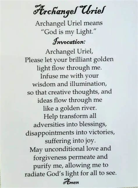 Pin By Amanda Bjorvik On Angels Archangel Uriel Prayer Archangel