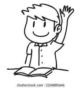 Dibujos Animados De Niños Levantando Las Manos