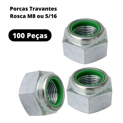 Porca auto travante nylon parlock zincada M8 100 pçsNEW FIX