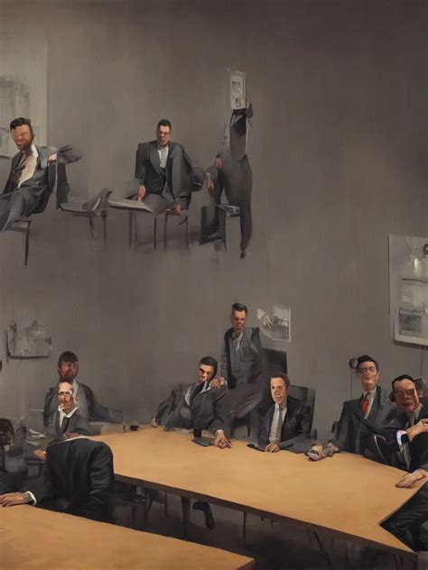 A Portrait Of Men In Suits With Tie Sitting On A Large Stable Diffusion