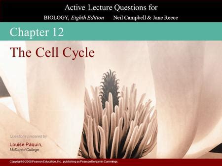 Chapter 12 The Cell Cycle Copyright 2008 Pearson Education Inc