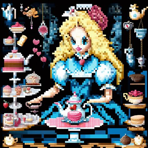 Krea Ai Create A Pixel Art Piece Showcasing A Dark Rococo