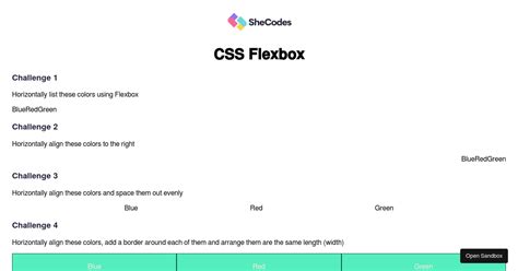 CSS Flexbox Challenge Forked Codesandbox