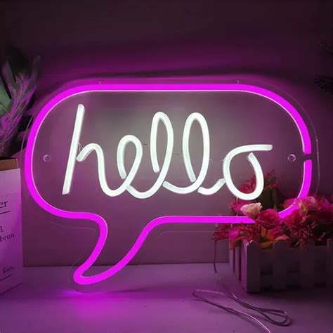 Letrero De Ne N Led Hello L Mpara Indicadora De Decoraci N Meses Sin