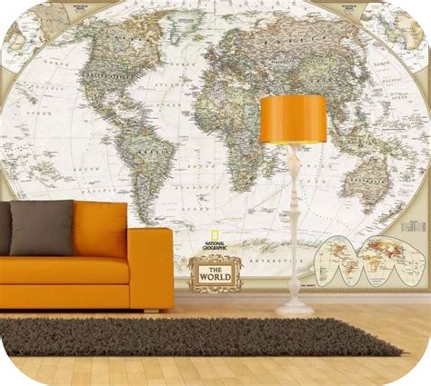 Adesivo Revestimento De Parede Decorativo Mapa Mundi Painel R 9800