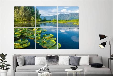 Paquete de 6 paneles acústicos artísticos para plantas acuáticas Lake