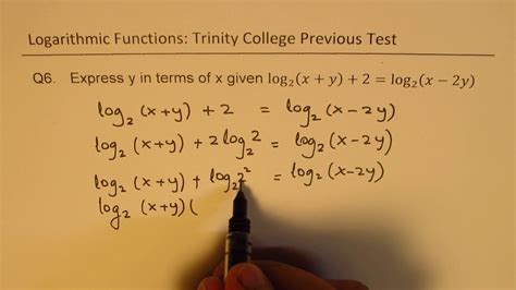 logarithms sample test examples from trinity college previous test youtube