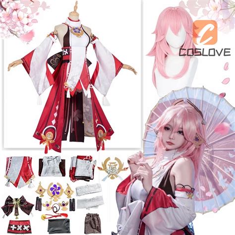 Genshin Impacto Yae Miko Guuji Cosplay Disfraz De Peluca Vestido De