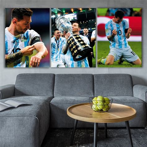 Cuadro Triptico Messi Campeon Seleccion Argentina X Cm Compra Y Venta