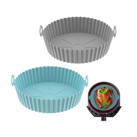2 Pièces Moule Silicone Air Fryer 20cm Accessoire Panier de Friteuse à