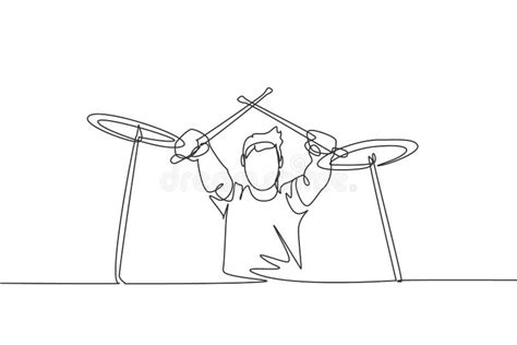 Single Line Drawing Drum Set Stock Illustrations Single Line