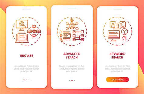Online Library Search Types Vector Infographic Template Icon Scheme