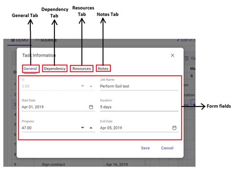 Key Elements In Gantt UI For EJ2 React Gantt Control Syncfusion