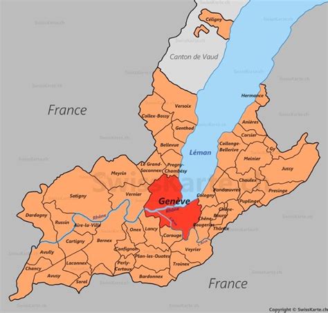 Carte du canton de Genève Carte Suisse Canton