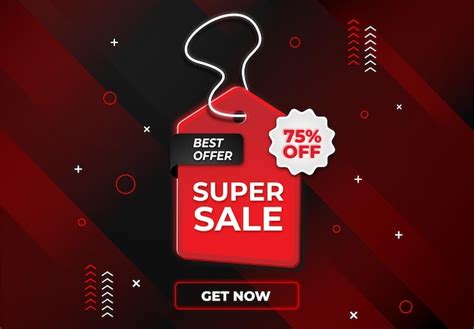 Vector de etiqueta de promoción roja con porcentaje de venta con fondo