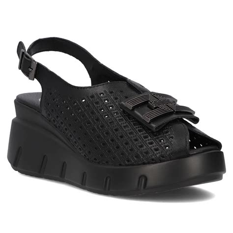 Skórzane sandały na koturnie Filippo DS6062 24 BK czarne Filippo pl