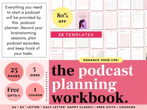 20 Podcast Template Planner Editable Designs Graphics