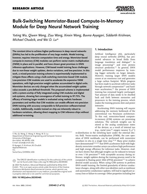 pdf bulk‐switching memristor‐based compute‐in‐memory module for deep neural network training