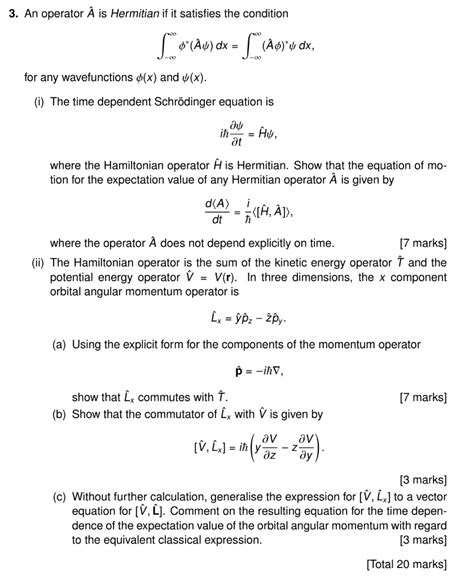 solved qm 09 3 3 an operator a is hermitian if it satisfies the condition aâ€ Ïˆ dx Ïˆ