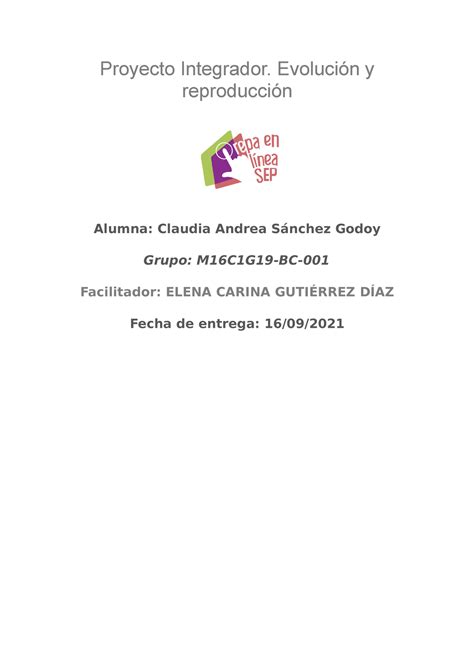 M Dulo Semana Proyecto Integrador Prepa En L Nea Sep Biologia