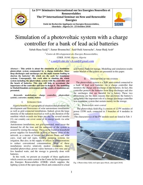 pdf simulation of a photovoltaic system with a charge controller for a bank of lead acid batteries
