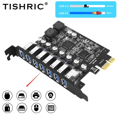 TISHRIC USB 3 2 Gen1 PCI Express Multiplier PCI E To 7 Ports USB 3 Hub