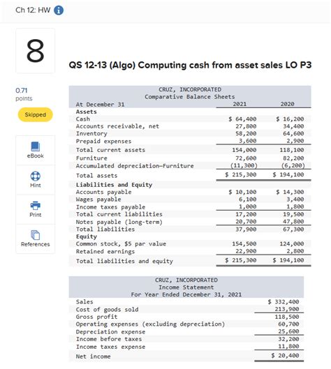 Solved QS 12 13 Algo Computing Cash From Asset Sales LO Chegg