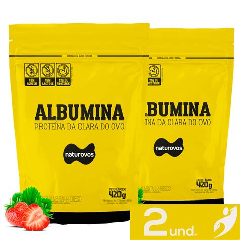 Kit 2 Albumina Naturovos Sabor Morango 420g Kit 2 Albumina Naturovos