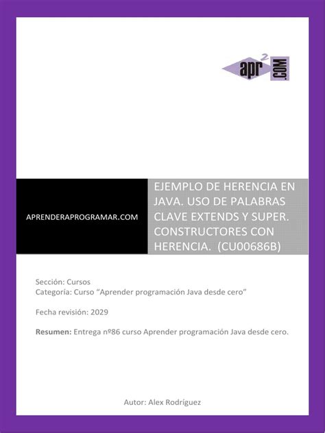cu00686b tutorial ejemplo herencia java extends super constructores poo pdf pdf herencia