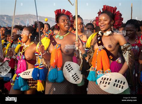 Ludzidzini Swaziland Africa The Swazi Umhlanga Or Reed Dance