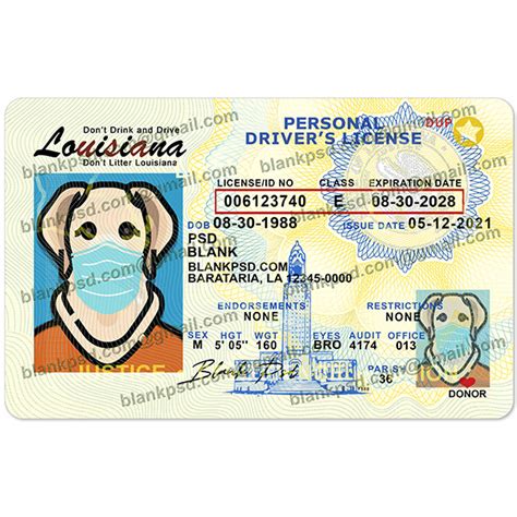 Louisiana Drivers License Template New V2 Blank PSD