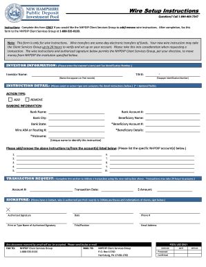 Fillable Online Wire Setup Instructions Nhpdip Fax Email Print