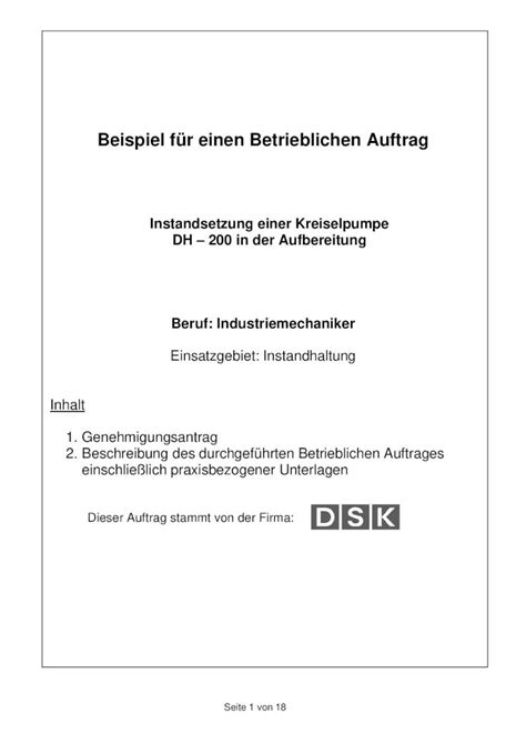 PDF Beispiel für einen Betrieblichen Auftrag inkl Musterantrag