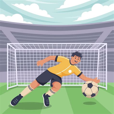Ilustración de diseño plano de jugador de fútbol Vector Premium