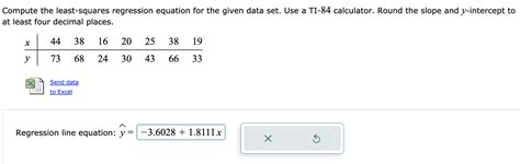 solved compute the least squares regression equation for the