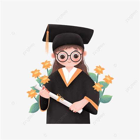 Encanta Aprender Doctorado Graduación Niña Feliz Elemento Material