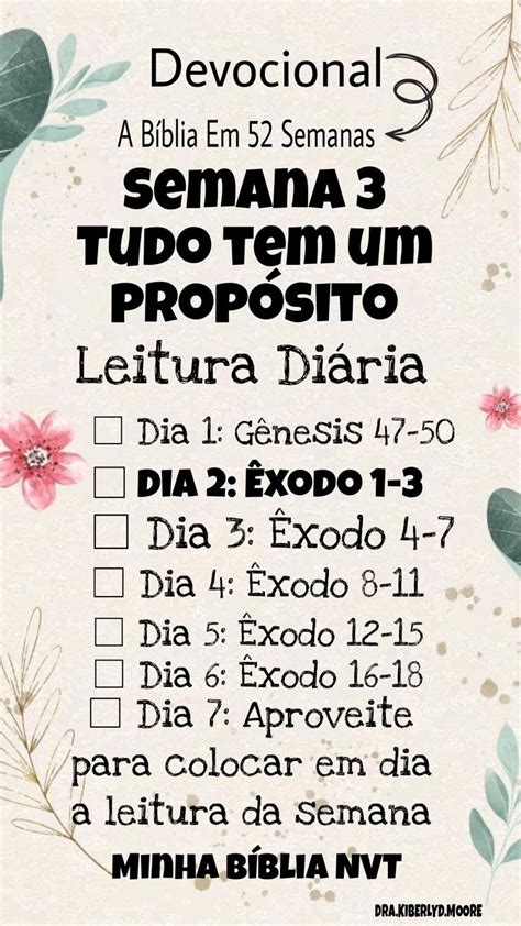 A Bíblia em 52 semanas 3 Semana Tudo tem um propósito Leitura bíblica