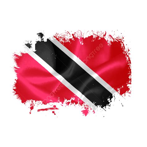 Trinidad And Tobago Folded Flag In Watercolor Brush New Trinidad And