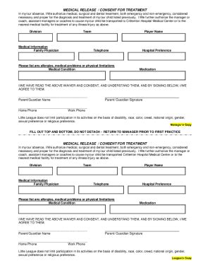 Fillable Online AUTHORIZATION AND CONSENT FOR THE MEDICAL TREATMENT OF