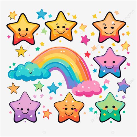 Estrellas Arcoiris PNG Pegatina Clipart Estrella Vector Personajes