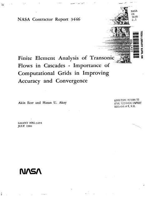 pdf finite element analysis of transonic flows in cascades importance of computational grids