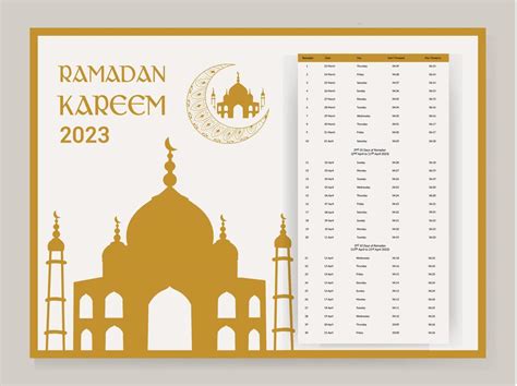diseño de calendario de ramadán 2023 plantilla de maqueta de