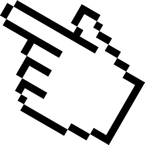 Hand Cursor Outline Palm In Pixel Art Style Retro Pointer With Index
