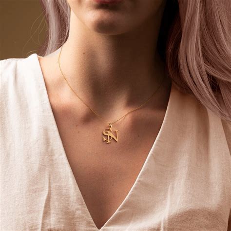 Collar Personalizado De Dos Iniciales Colgante Minimalista De Letras