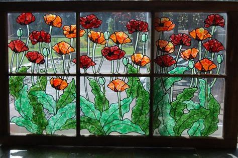 Poppy Field MADE TO ORDER Stained Glass Diy Stained Glass Flowers