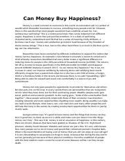 Can Money Buy Happiness Essays Docx Can Money Buy Happiness Money Is