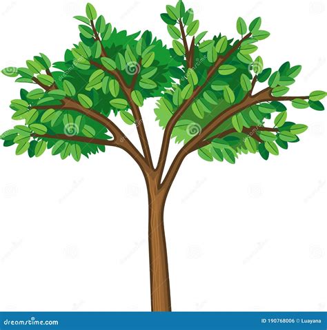 árbol De Dibujos Animados Con Hojas Verdes Ilustración del Vector